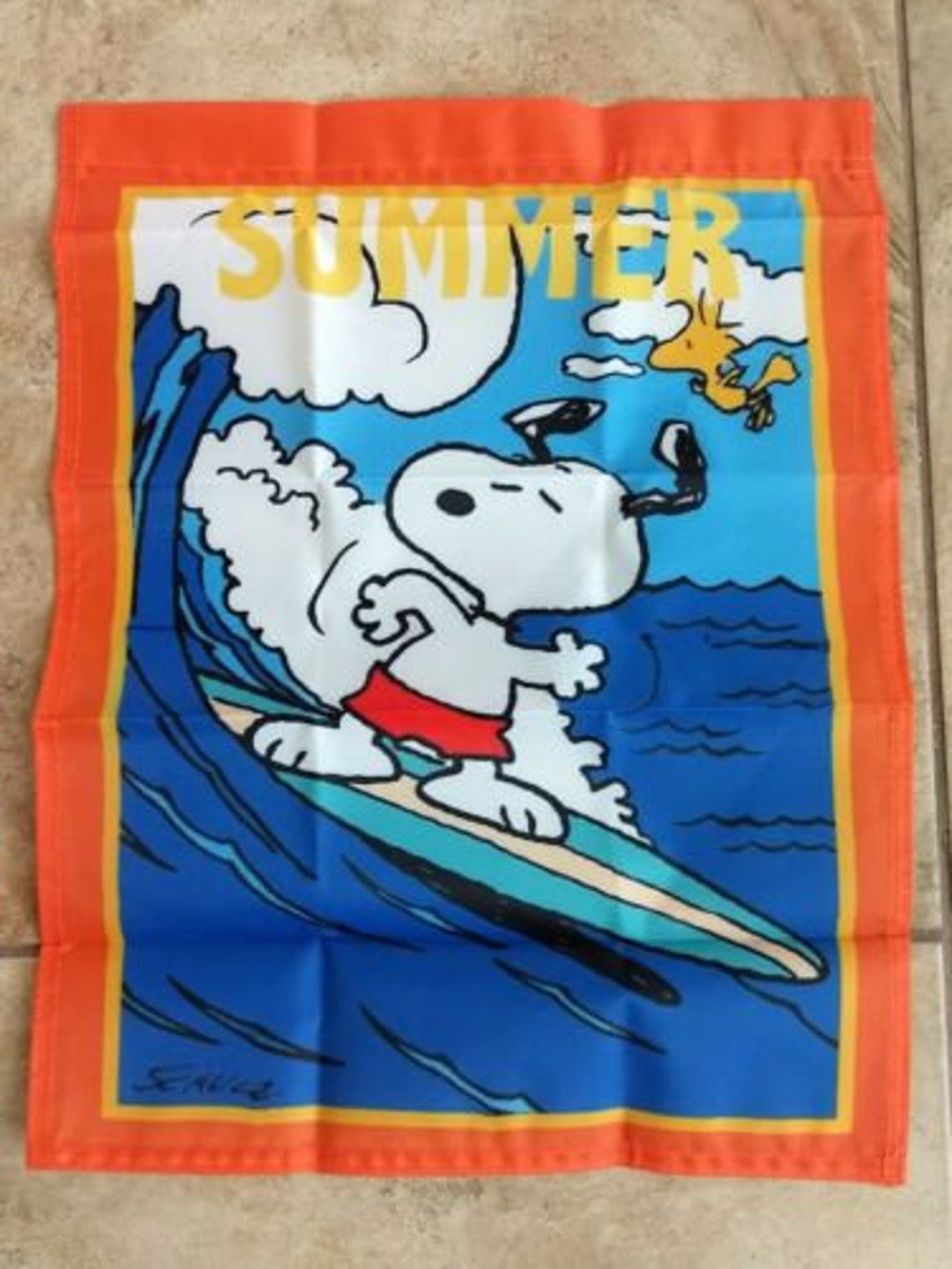 Snoopy Summer Surfing Orange House Flag 28x40 In - Etsy