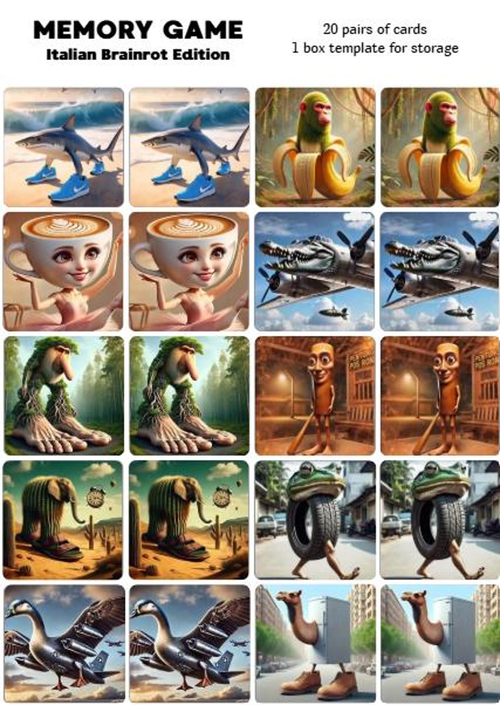 Italian Brainrot Memory Card Game – Digital Download | Printable ...