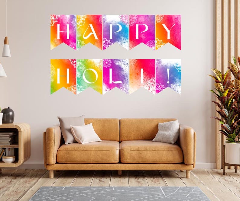 Holi Decoration, Happy Holi Banner, Holi Party, Color Festival Decor ...