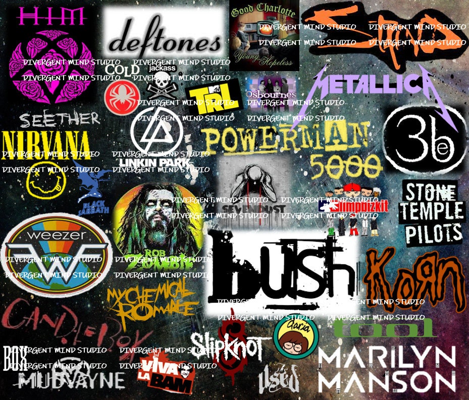 90s Rock Band Logos Tumbler Wrap Digital Download PNG - Etsy