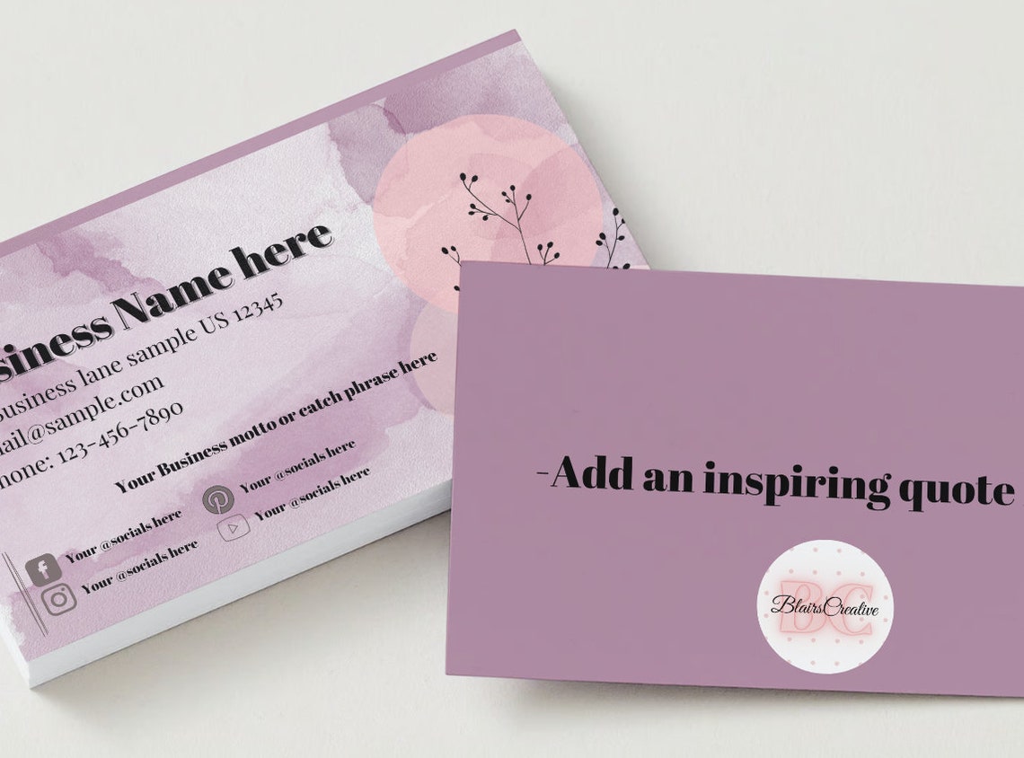 Customizable/ Printable Business Card Template - Etsy