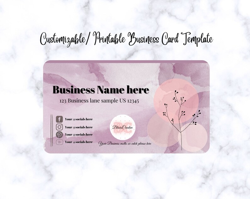 Customizable/ Printable Business Card Template - Etsy