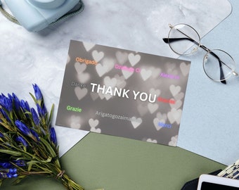Multi Language Thank You Cards - Etsy