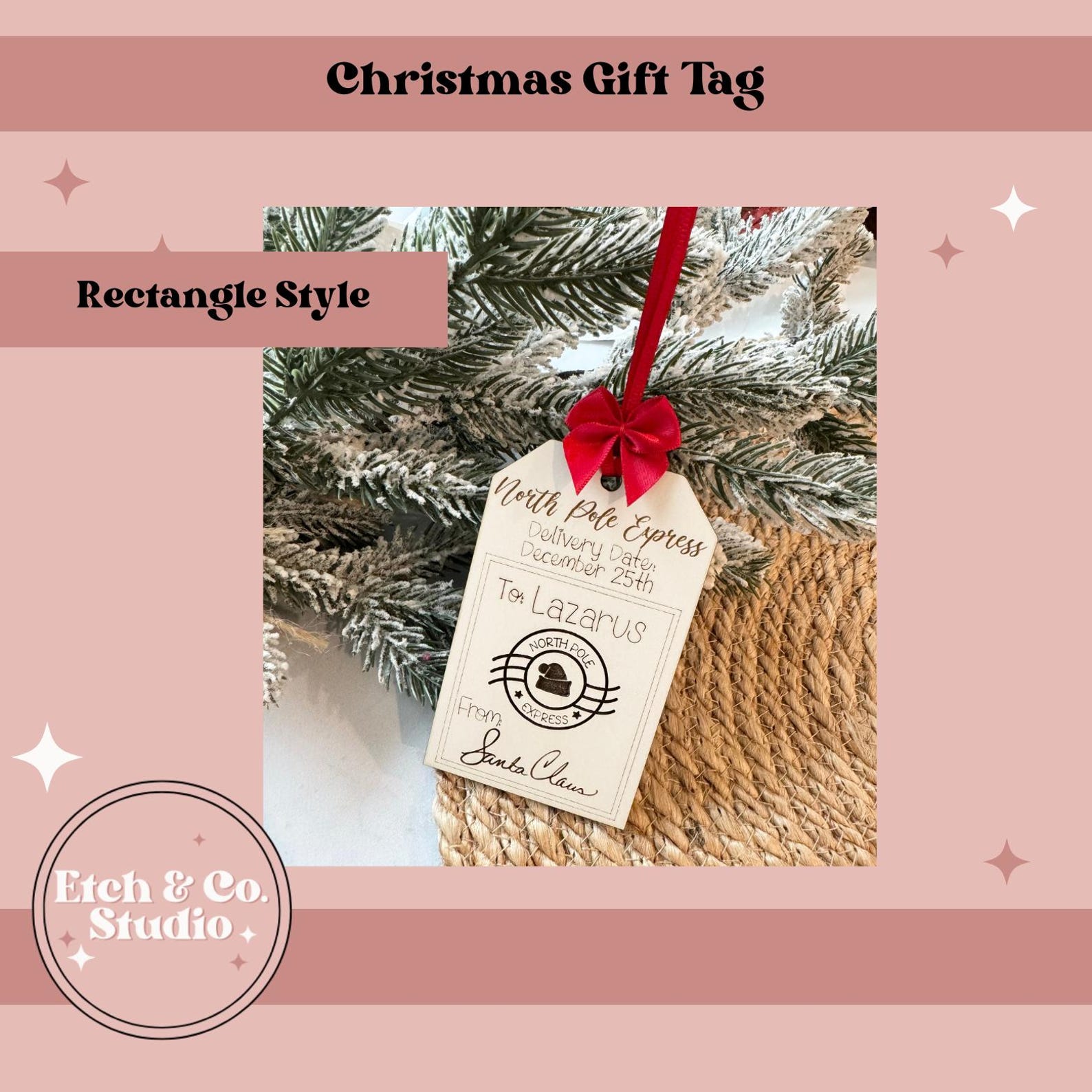 Personalized Santa Gift Tag: Engraved Wooden Christmas Name Tag - Etsy