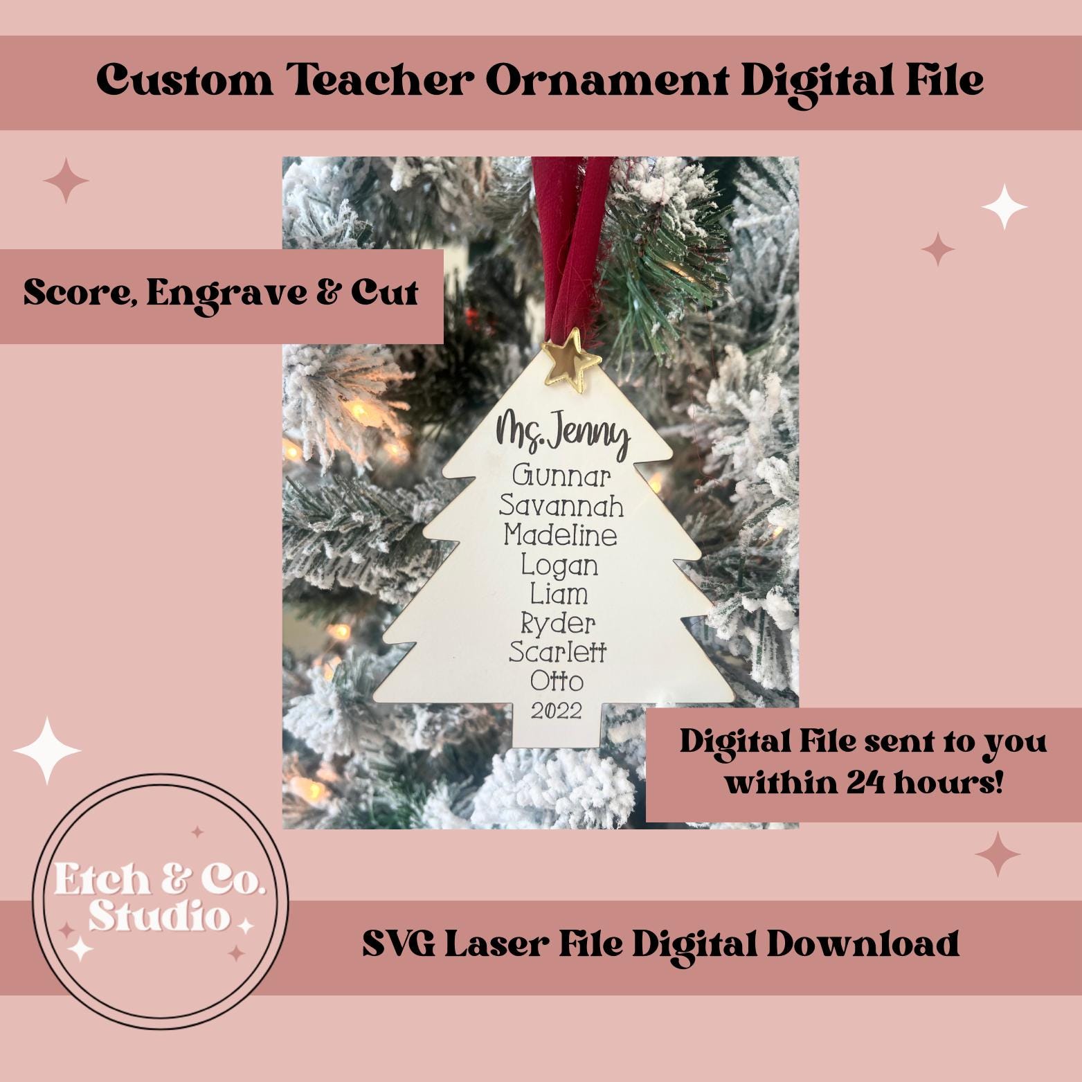Custom Teacher Class Ornament SVG, Laser Cut File (digital File) - Etsy