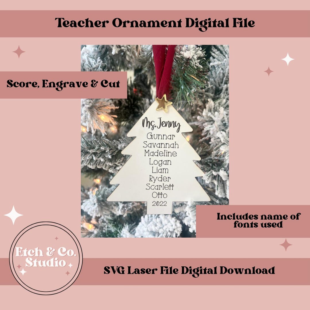 Teacher Class Ornament SVG, Laser Cut Christmas Gift (digital File) - Etsy