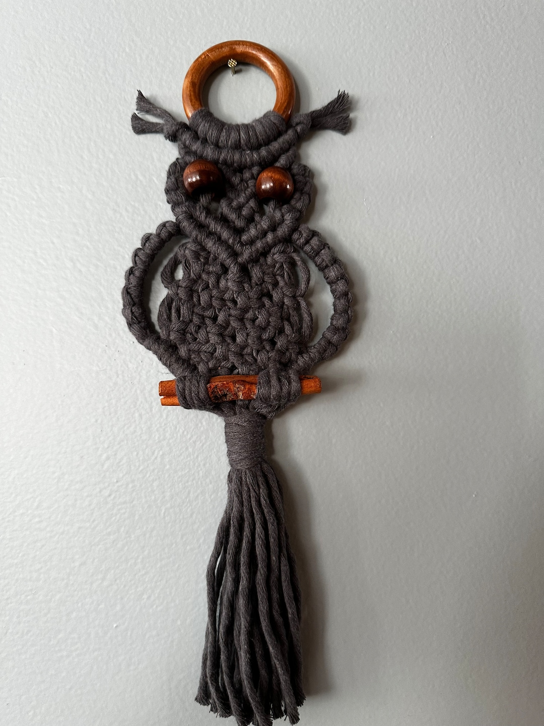 Macrame Owl on Cinnamon Stick, Boho Wall Hanging - Etsy