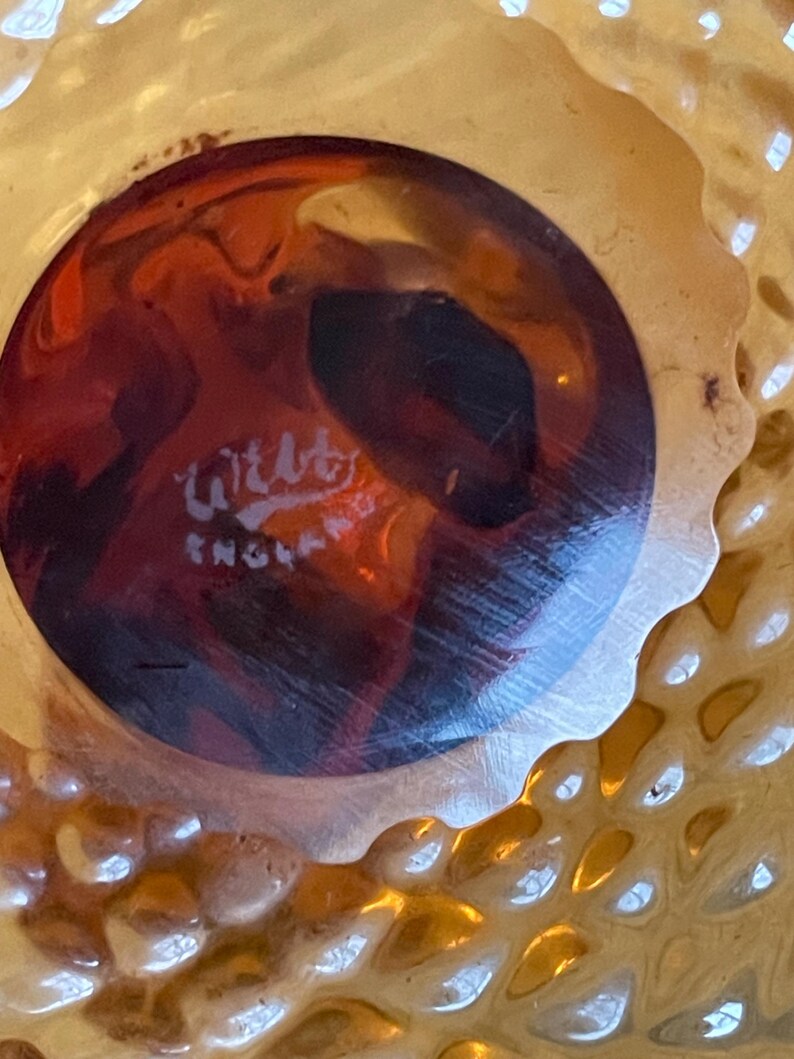 Vintage 1950s Amber Webb Glass Patterned Round Cake Serving Stand ...