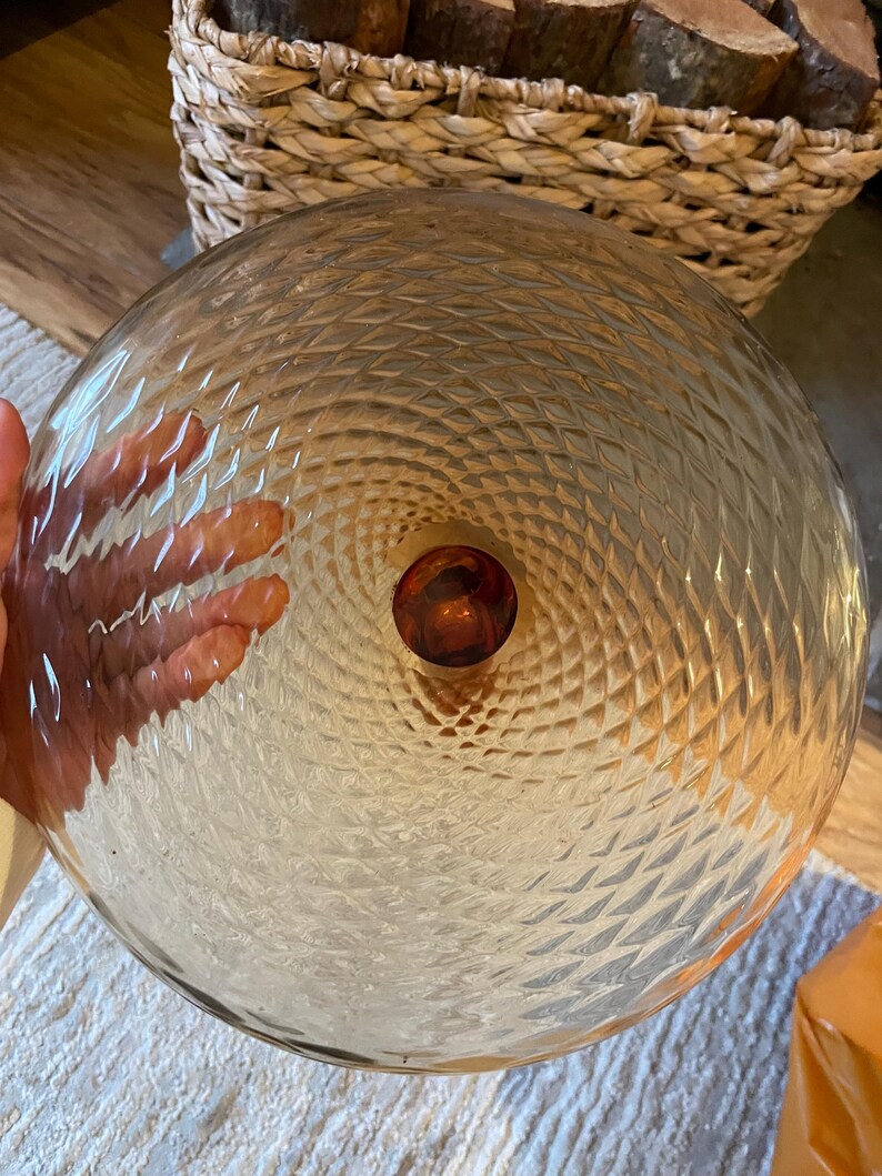 Vintage 1950s Amber Webb Glass Patterned Round Cake Serving Stand ...
