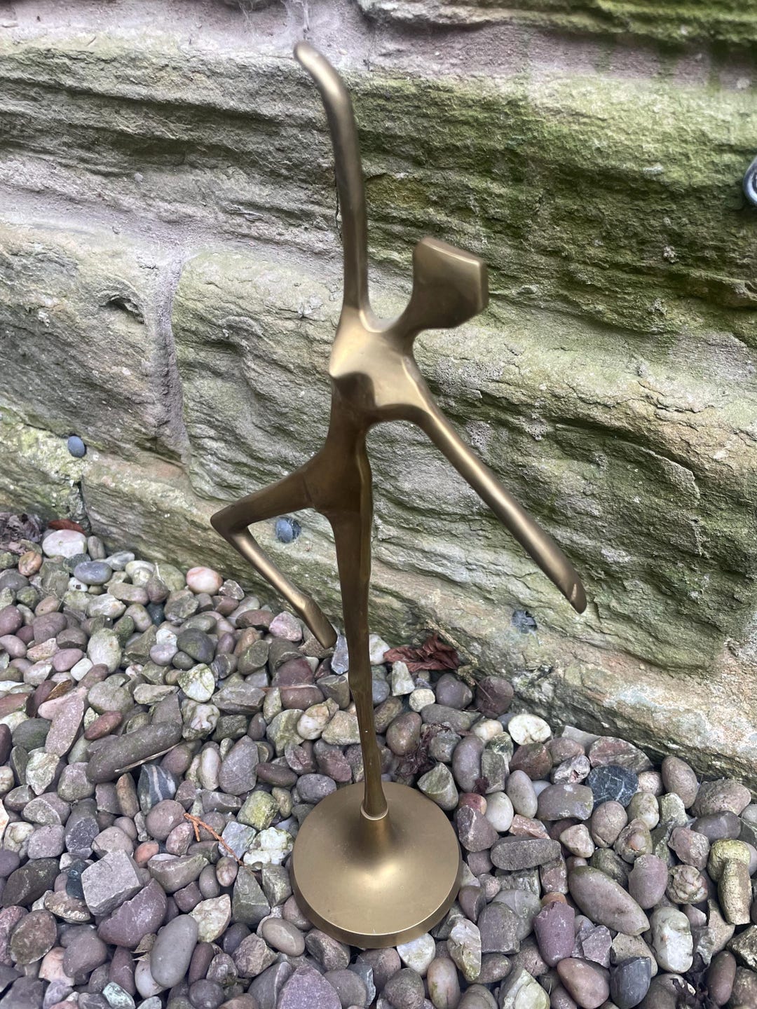 Vintage Mid Century Solid Brass Cubist Style Tall Ballet Dancer Statue ...