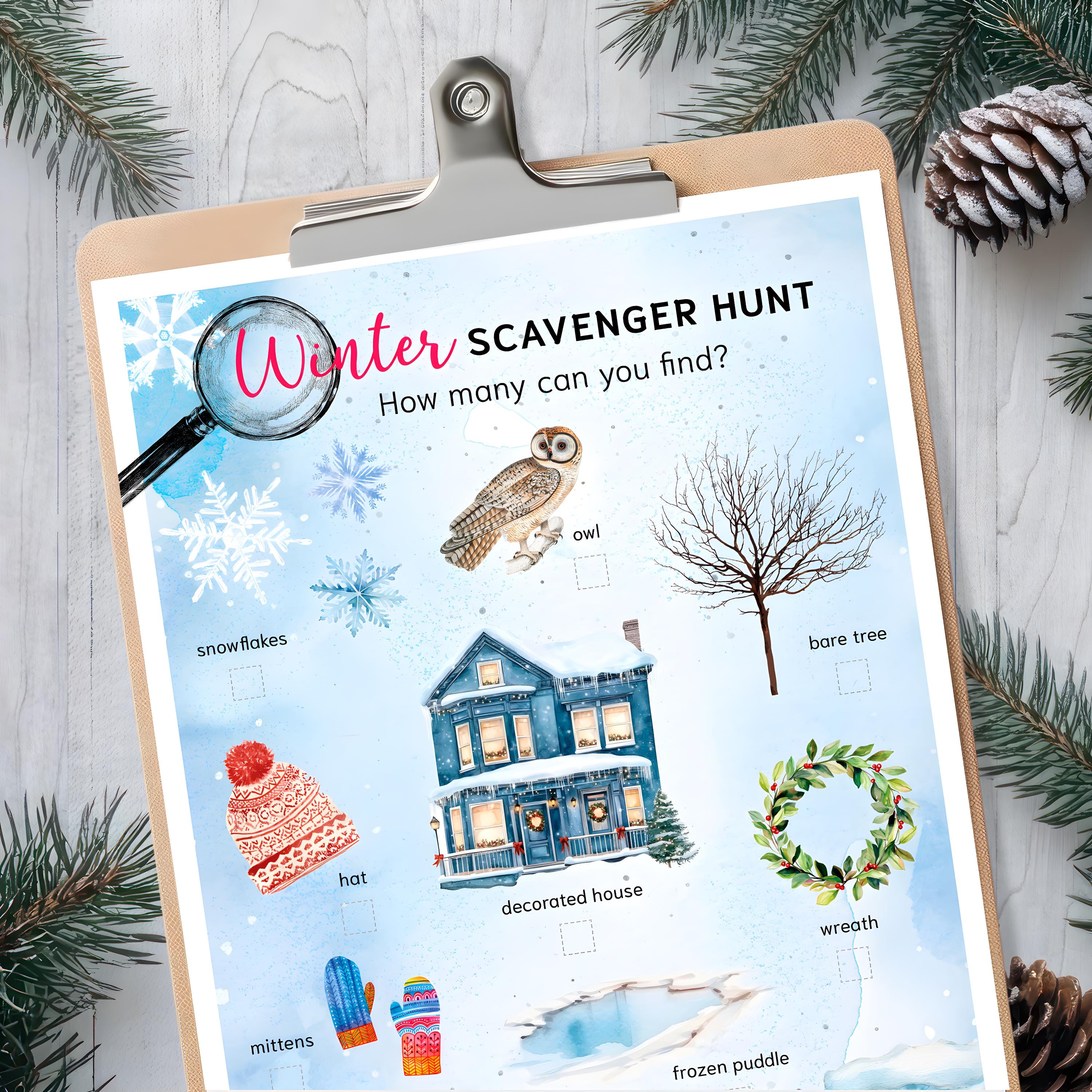 Winter Scavenger Hunt for Kids. Printable Winter Nature Activity ...