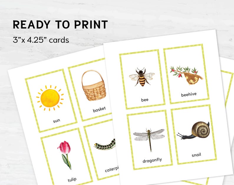 Printable Spring Flashcards: Montessori Vocabulary Materials for ...