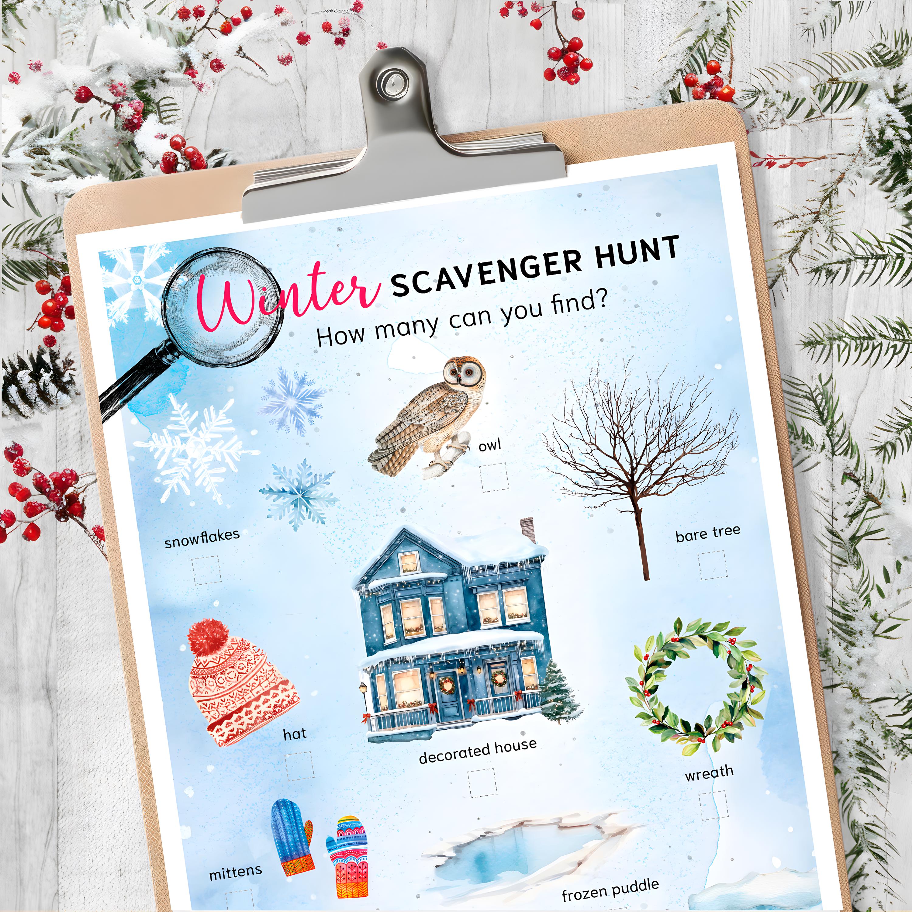 Winter Scavenger Hunt for Kids. Printable Winter Nature Activity ...