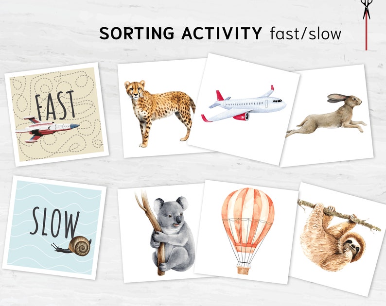 Explore Opposites Sorting Activity: Fast-or-slow Montessori-styled ...