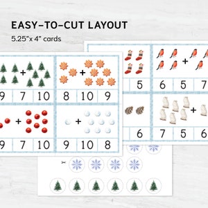 Addition Count & Clip Cards Printable Winter Activity. Preschool Math ...