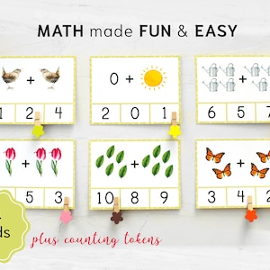 Spring Math Clip Cards - Preschool Addition Activity - Montessori ...