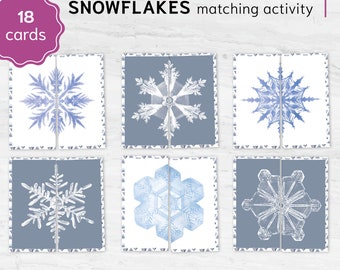 SNOWFLAKES Winter Matching Activity: Snowflake Halves Matching Game for ...