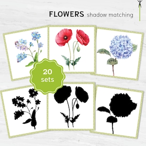Flower Shadow Matching Cards: Montessori Learning Game (PDF Download ...