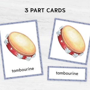 Musical Instruments Flashcards. Printable Watercolor Montessori 3 Part ...