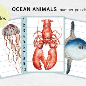 Sea Animals Number Sequence Printable Puzzle. Montessori Preschool Math ...