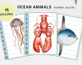Sea Animals Number Puzzle: Montessori Math Activity (PDF Printable) - Etsy