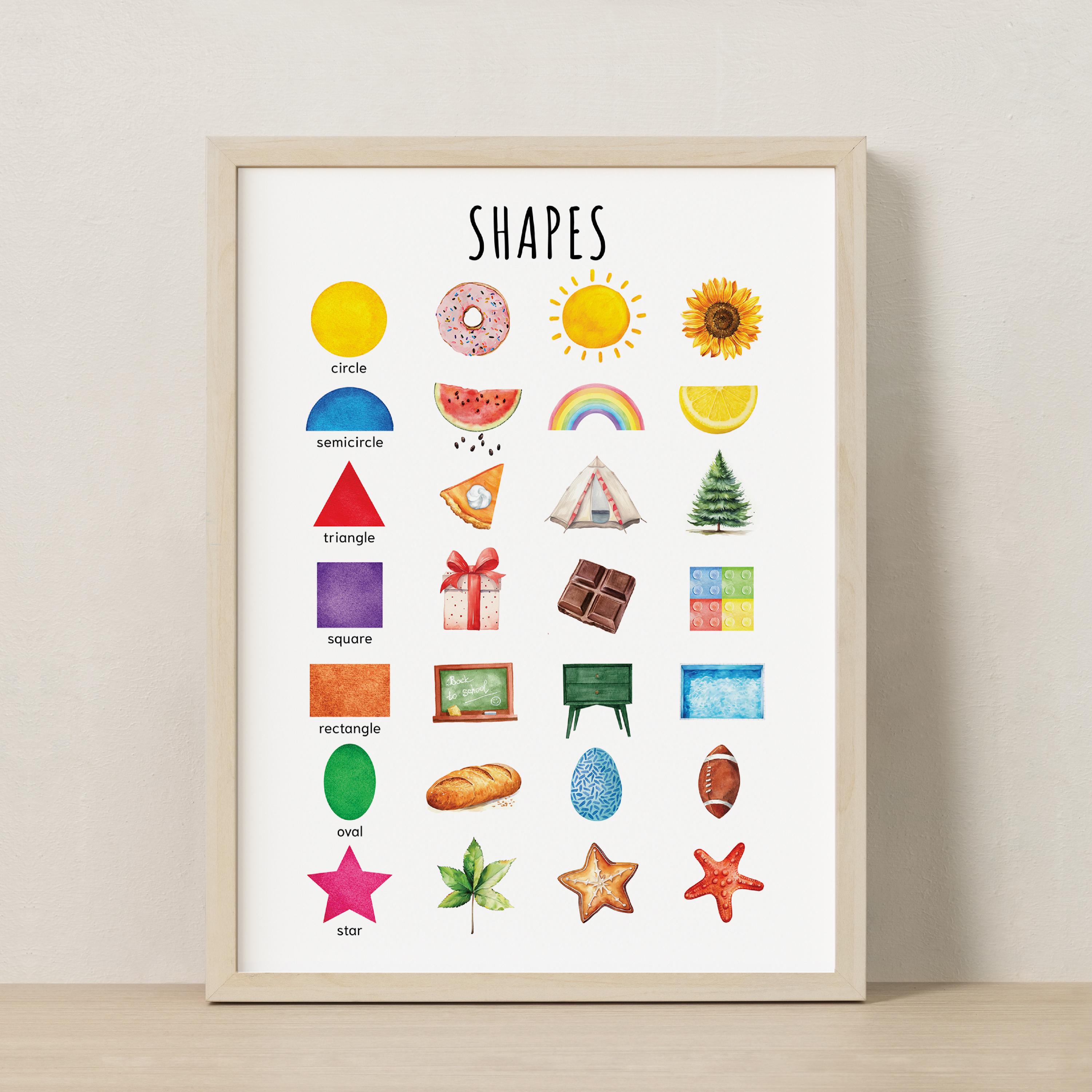 Watercolor Shapes Poster – Educational Wall Art for Kids | Montessori ...