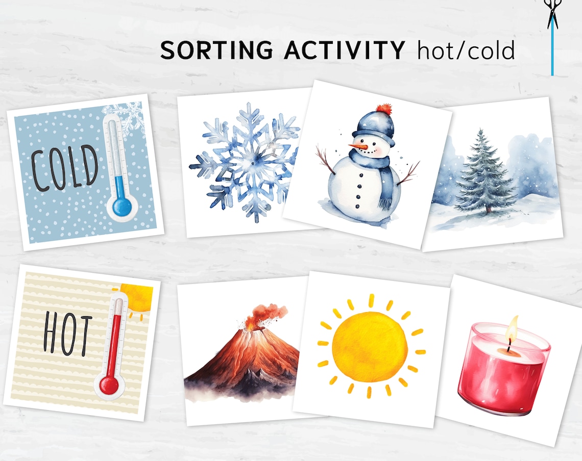 Hot Vs Cold Montessori Matching Activity Printable Flashcards for ...