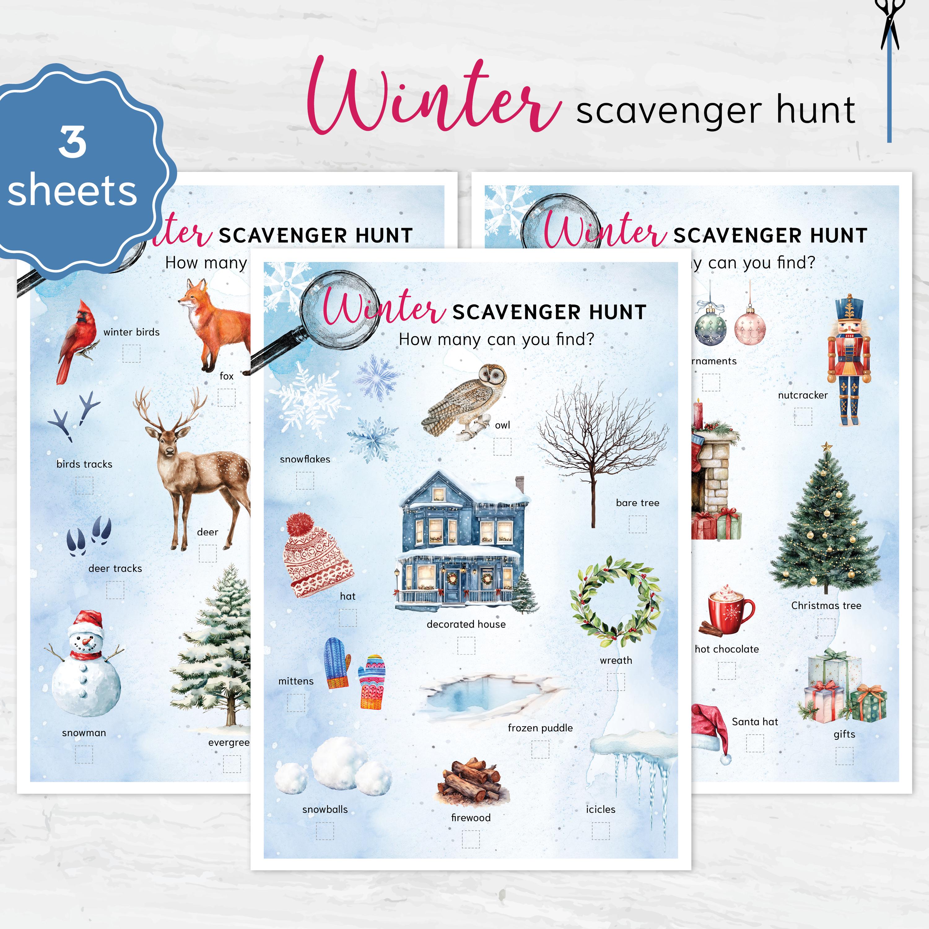 Winter Scavenger Hunt for Kids. Printable Winter Nature Activity ...