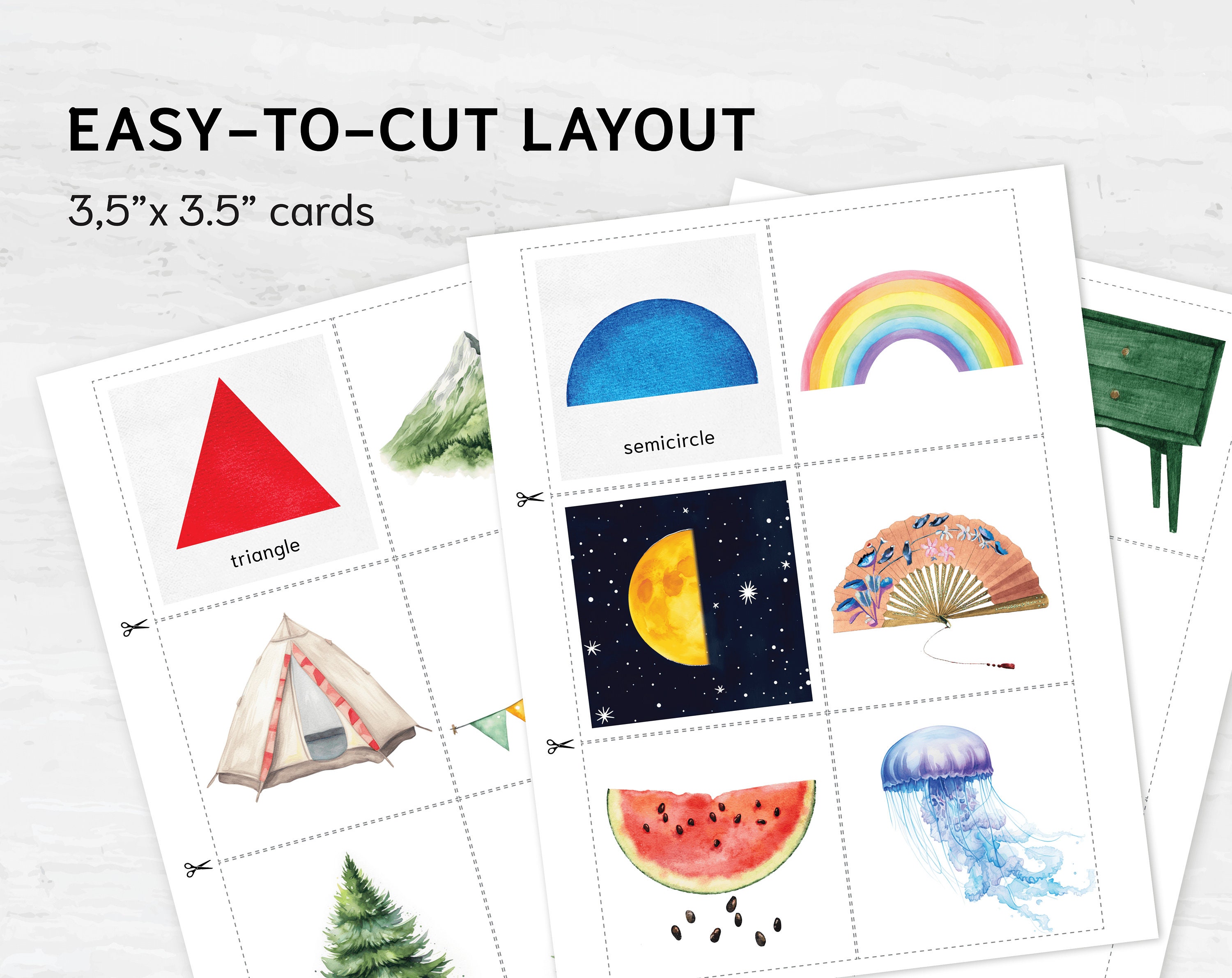 Montessori Shape Sorting Cards: Printable Toddler Learning Activity Set ...