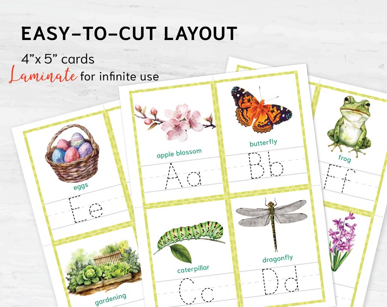 Spring Alphabet Tracing Cards – Printable Spring Themed Letter Learning ...