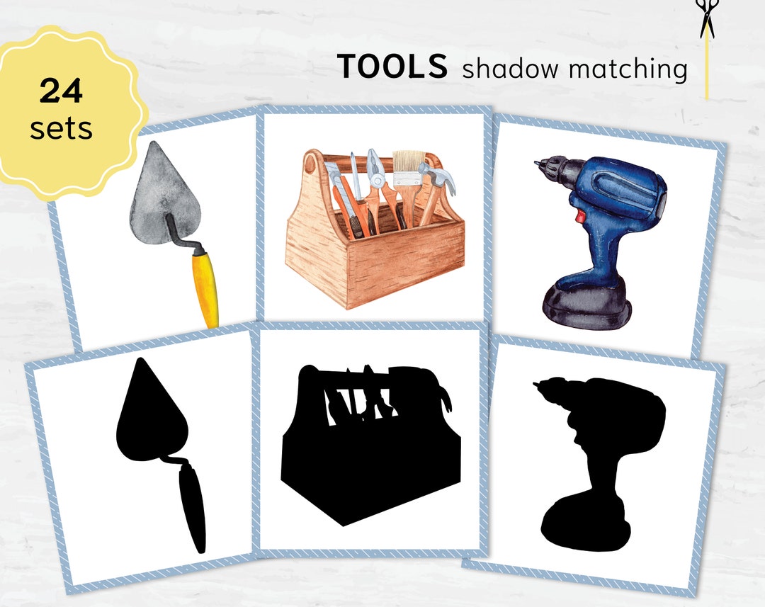 Tools Shadow Matching Cards - Little Builder's Match Activity ...