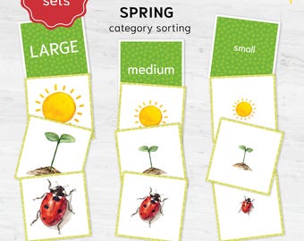 Spring Size Sorting Printable | Montessori Category Sorting Cards ...