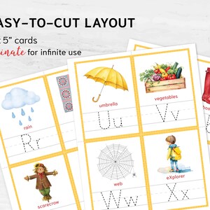 Fall Alphabet Tracing Cards – Printable Autumn Themed Letter Learning ...