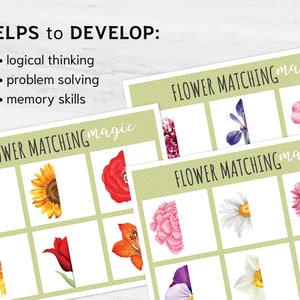 FLOWERS Symmetry Matching Puzzle Activity. Toddler Learning Activity ...