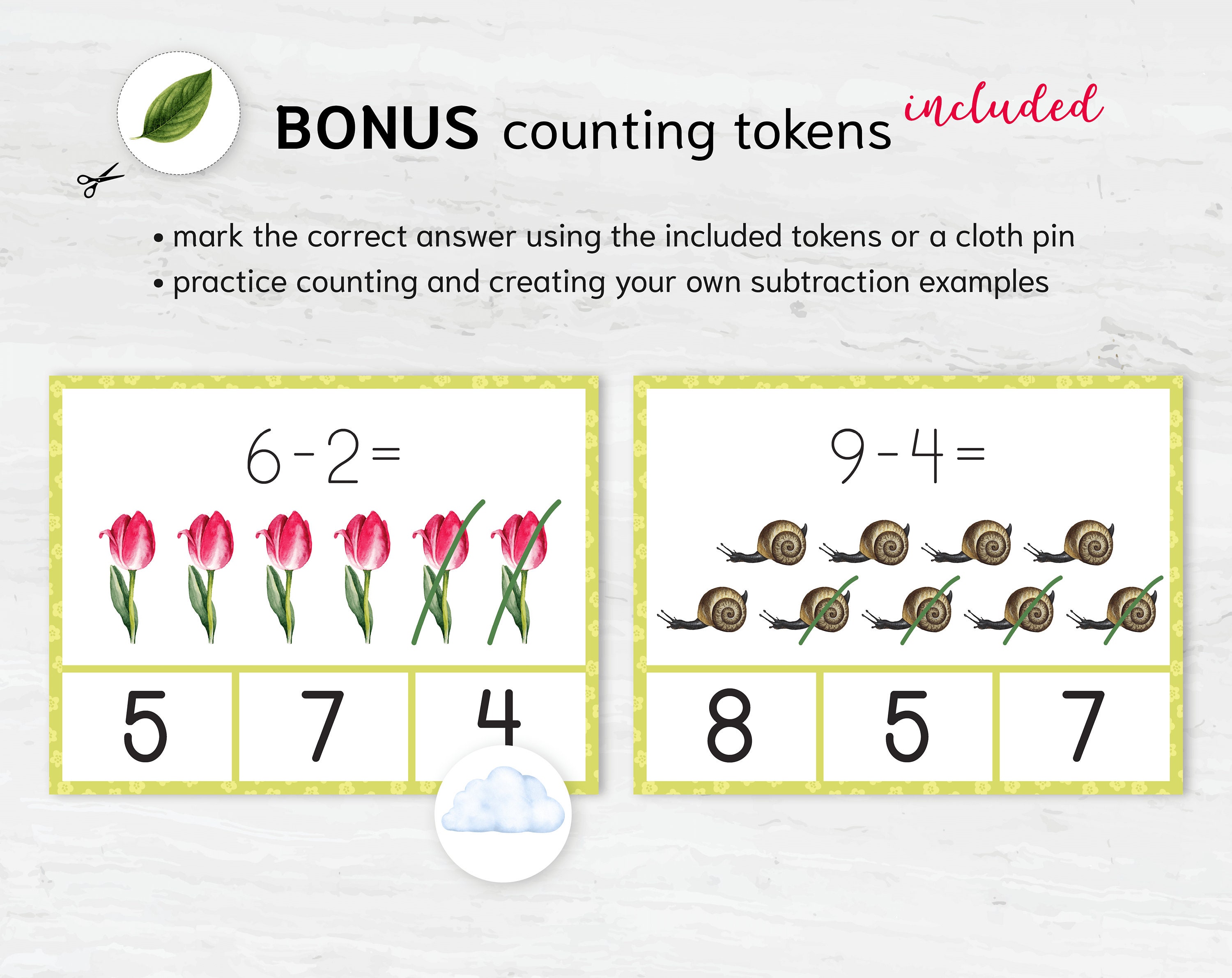 Spring Math Subtraction Clip Cards for Preschool | Montessori Math ...