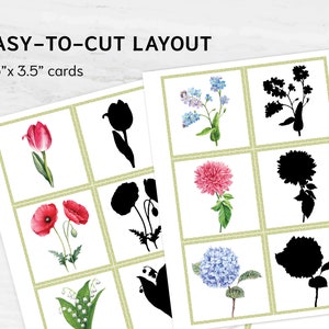 Flower Shadow Matching Cards: Montessori Learning Game (PDF Download ...
