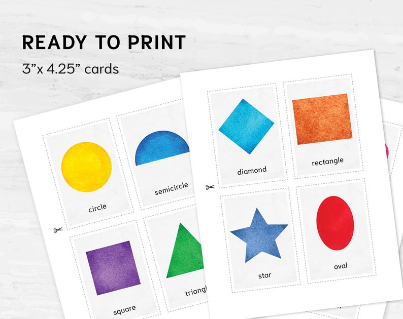 Montessori Shapes Flashcards: Early Learning Geometry Cards (PDF) - Etsy