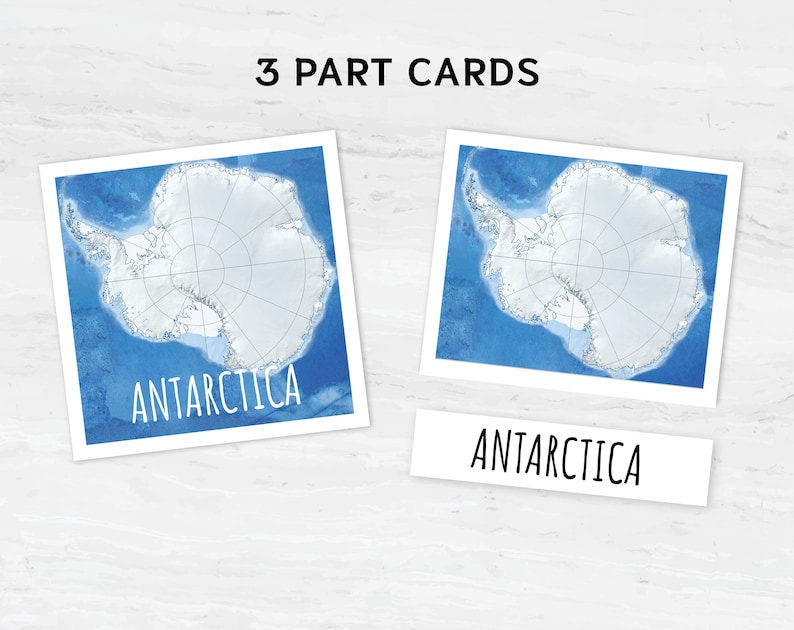 7 Continents Flash Cards - Montessori Geography Learning for Kids ...
