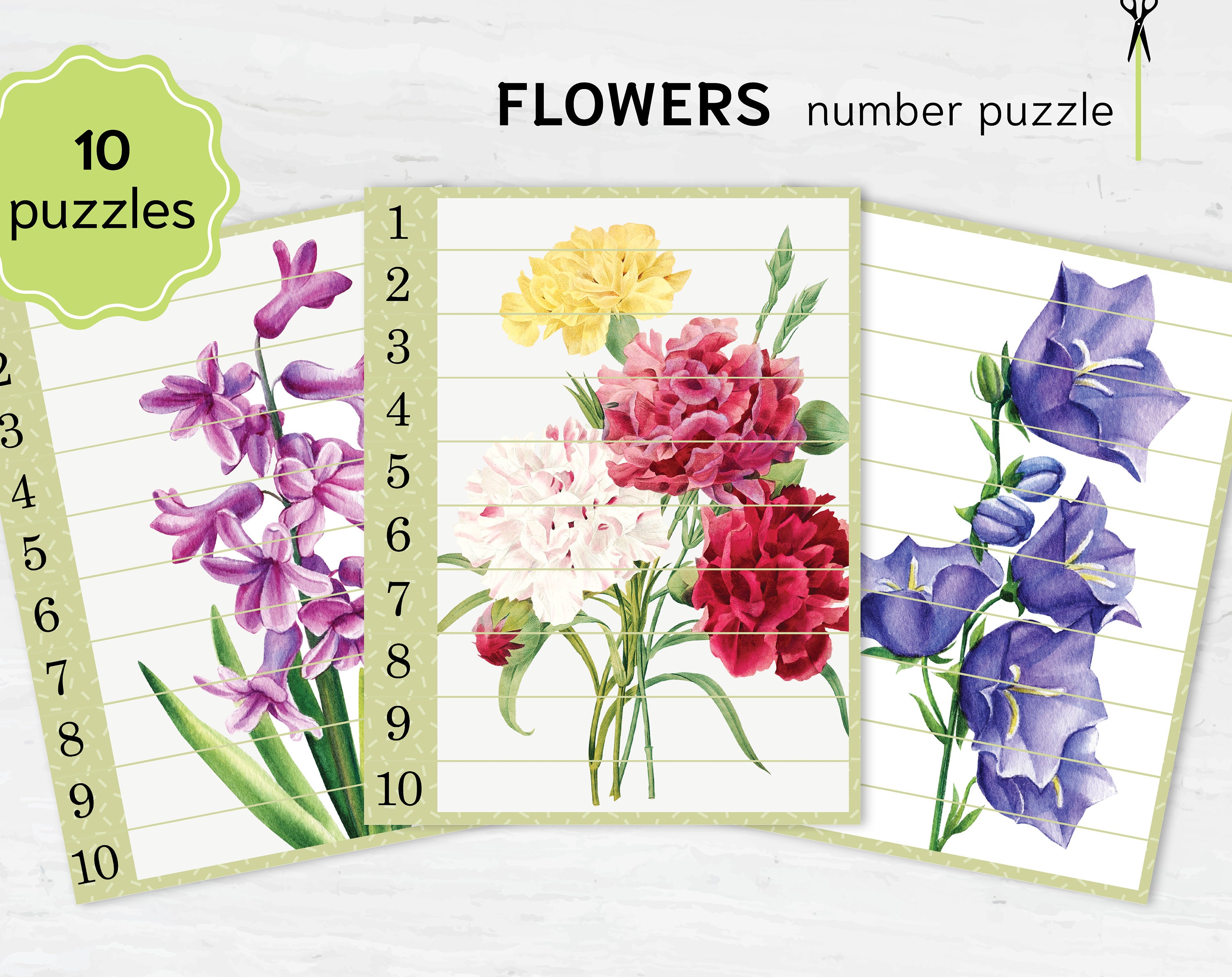 Flower Number Puzzle – Fun Counting Activity for Kids. Montessori ...