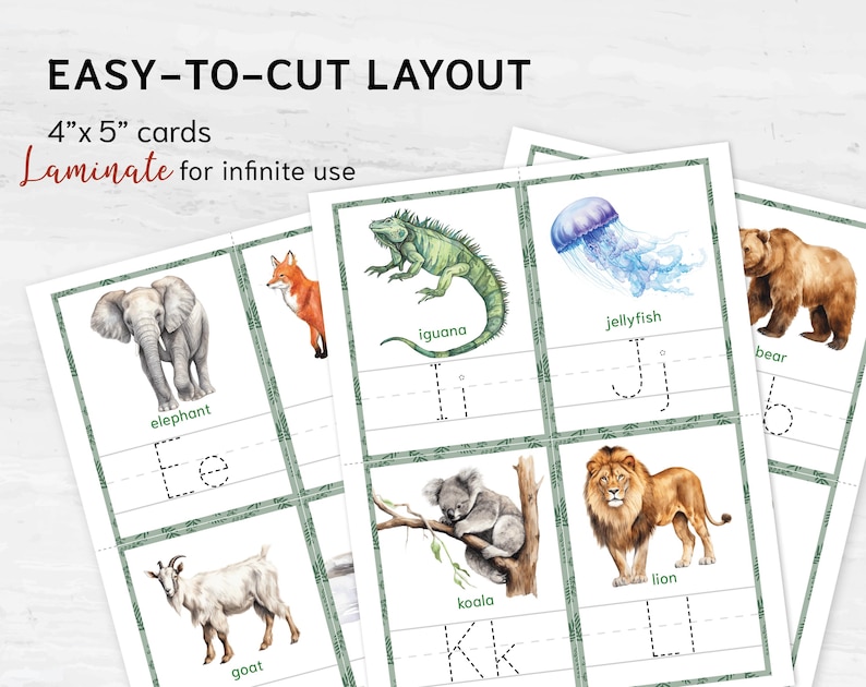 Animal Alphabet Tracing Cards – Printable Letter Learning Activity for ...