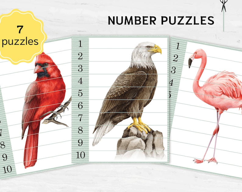 Birds Printable Puzzle. Number Sequence 1-10. Montessori Preschool Math ...