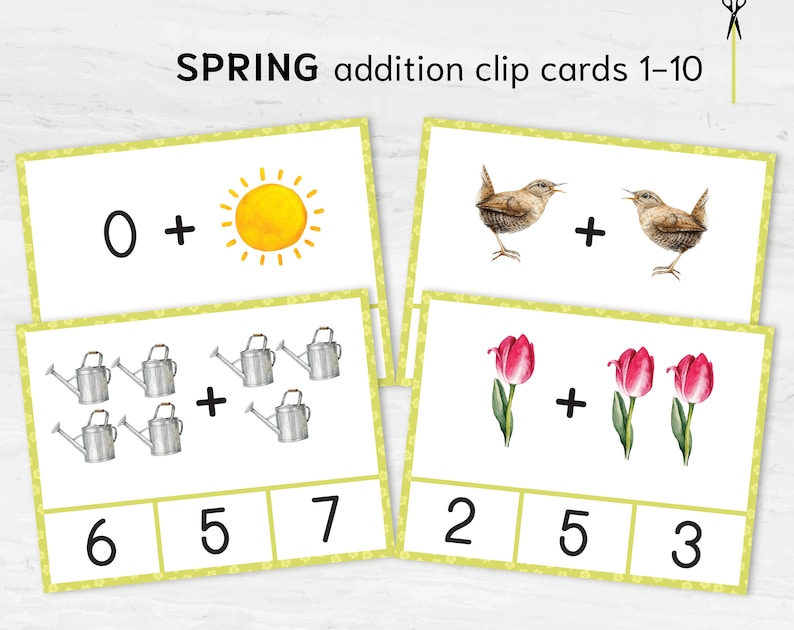 Spring Math Clip Cards - Preschool Addition Activity - Montessori ...