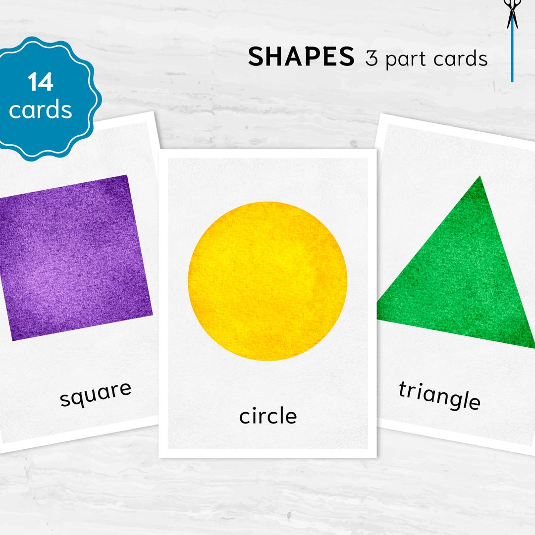 Montessori Shapes Flashcards: Early Learning Geometry Cards (PDF) - Etsy