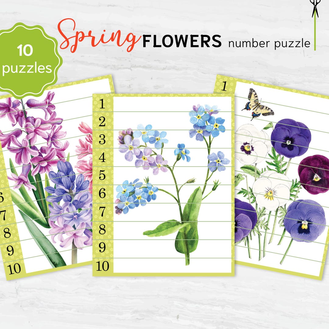SPRING Number Puzzle. Flowers Printable Sequence 1-10. Montessori ...