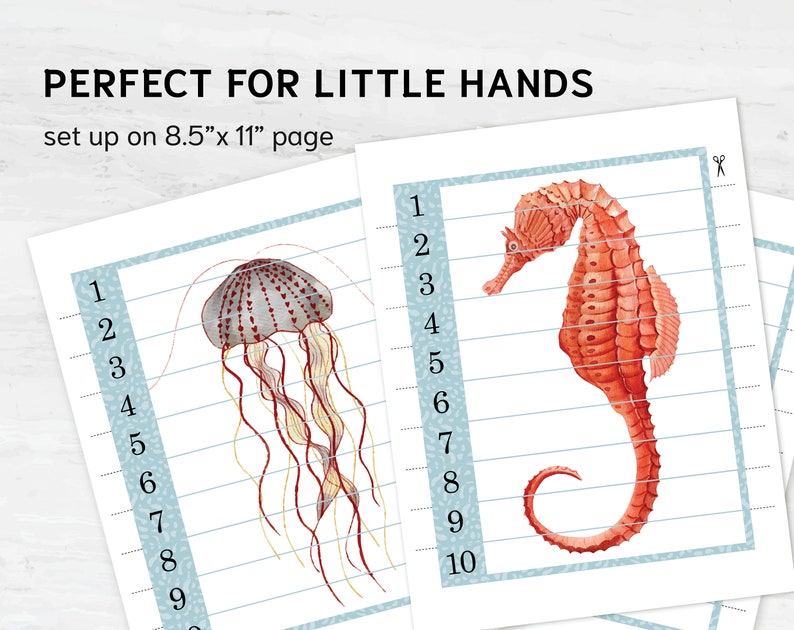 Sea Animals Number Sequence Printable Puzzle. Montessori Preschool Math ...