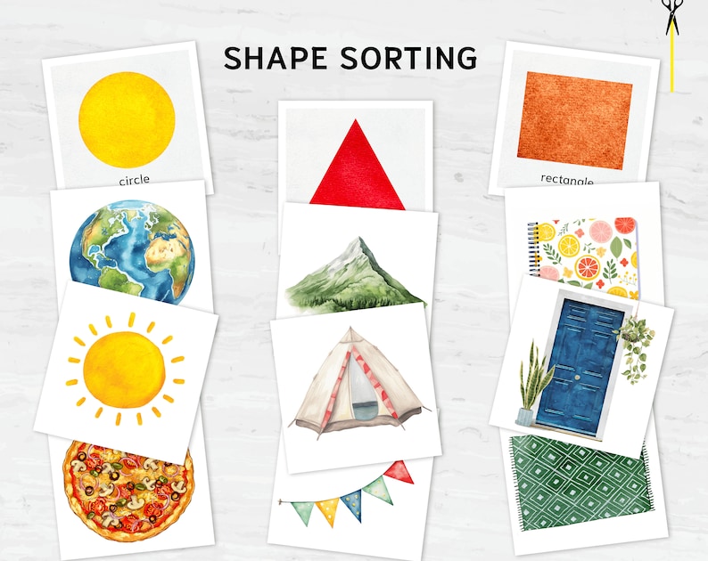Montessori Shape Sorting Cards: Printable Toddler Learning Activity Set ...