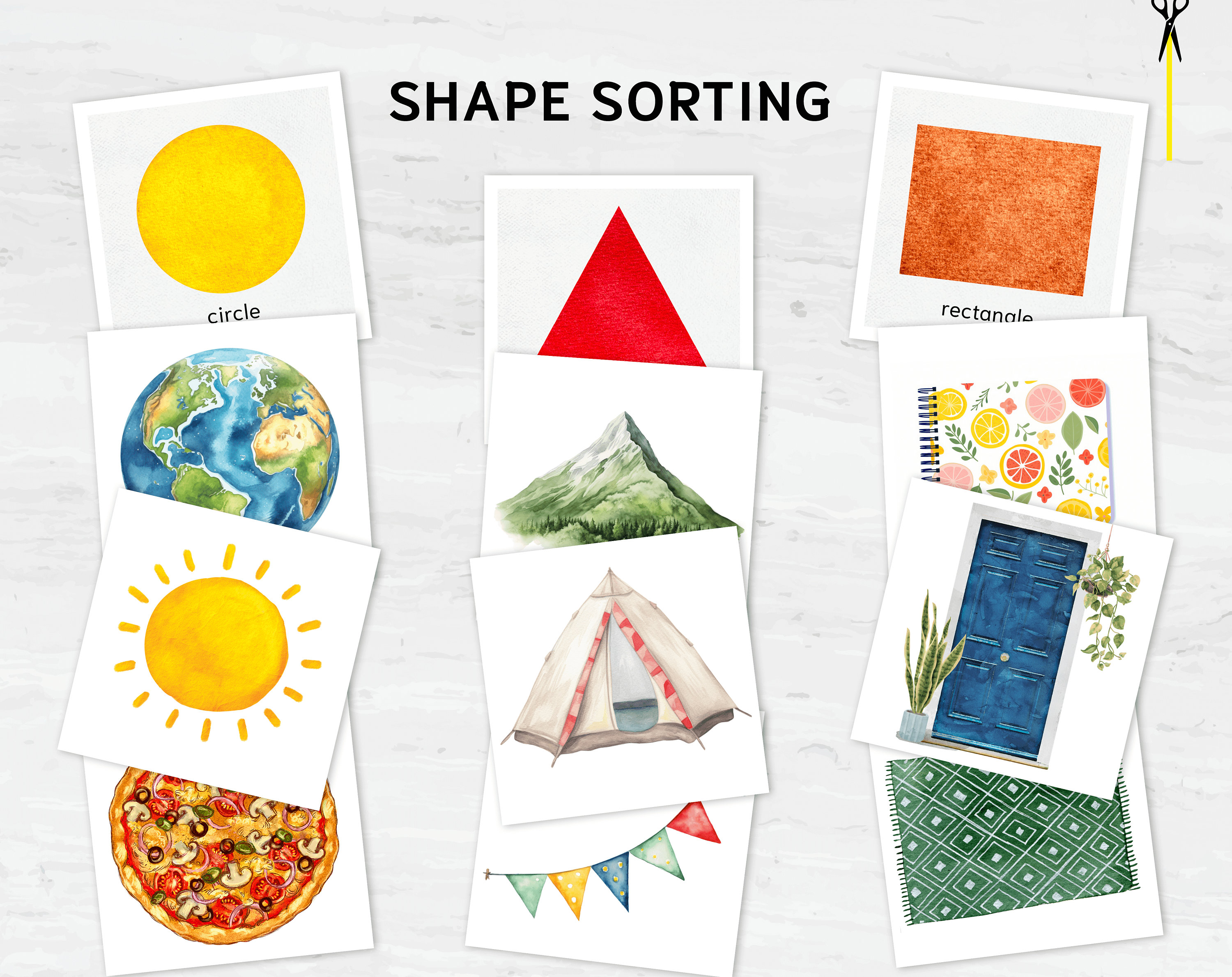 Montessori Shape Sorting Cards: Printable Toddler Learning Activity Set ...