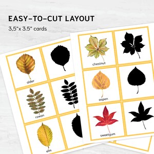 Autumn Leaves Shadow Matching Game for Kids - Montessori Leaf Learning ...