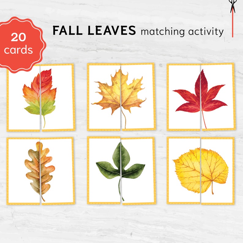 Autumn Puzzle: Fall Leaves Matching Game for Toddlers. - Etsy