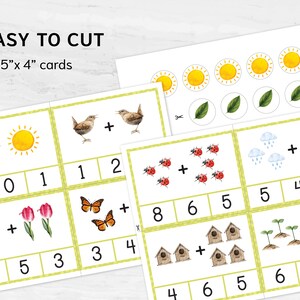 Spring Math Clip Cards - Preschool Addition Activity - Montessori ...